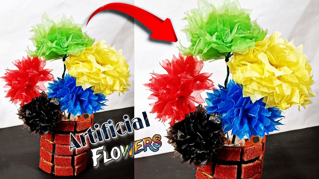 How to make a plastic flower 🪷🌺| How to make a plastic flower vase ...