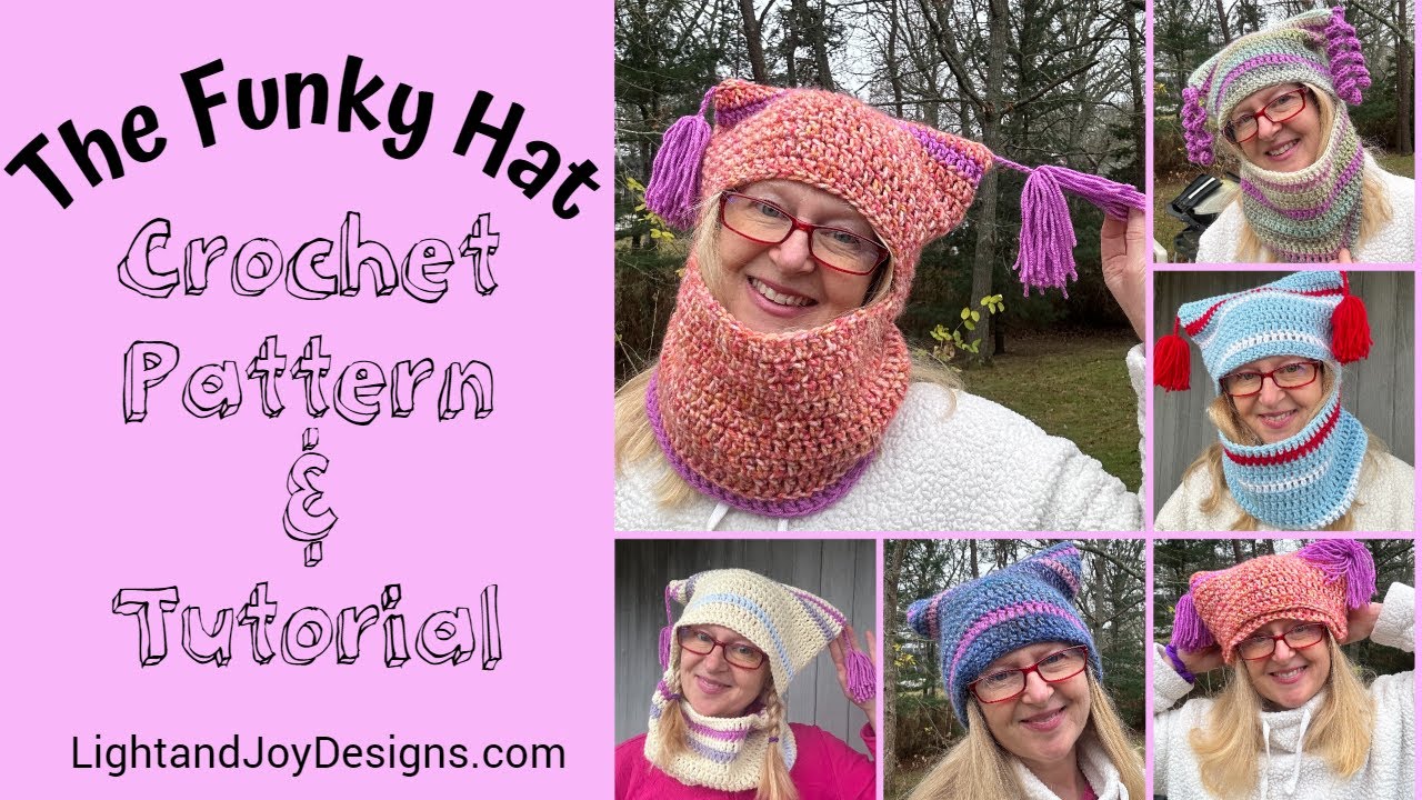 The Funky Hat -Crochet Balaclava Pattern- Hat Cowl Combo Crochet ...