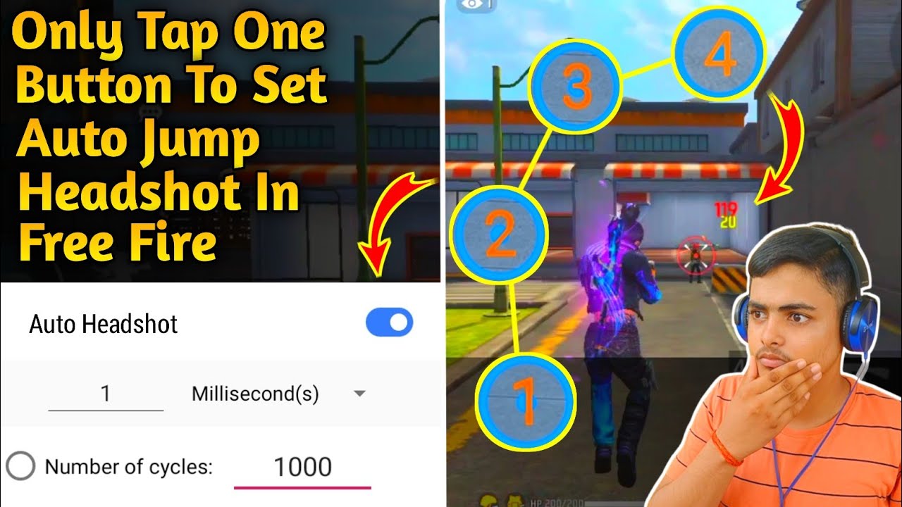 ONLY TAP ONE BUTTON TO SET AUTO JUMP HEADSHOT IN FREE FIRE | AUTO ...