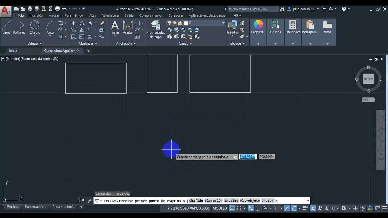 Opciones adicionales del comando rectángulo en autocad 2020 - YouTube