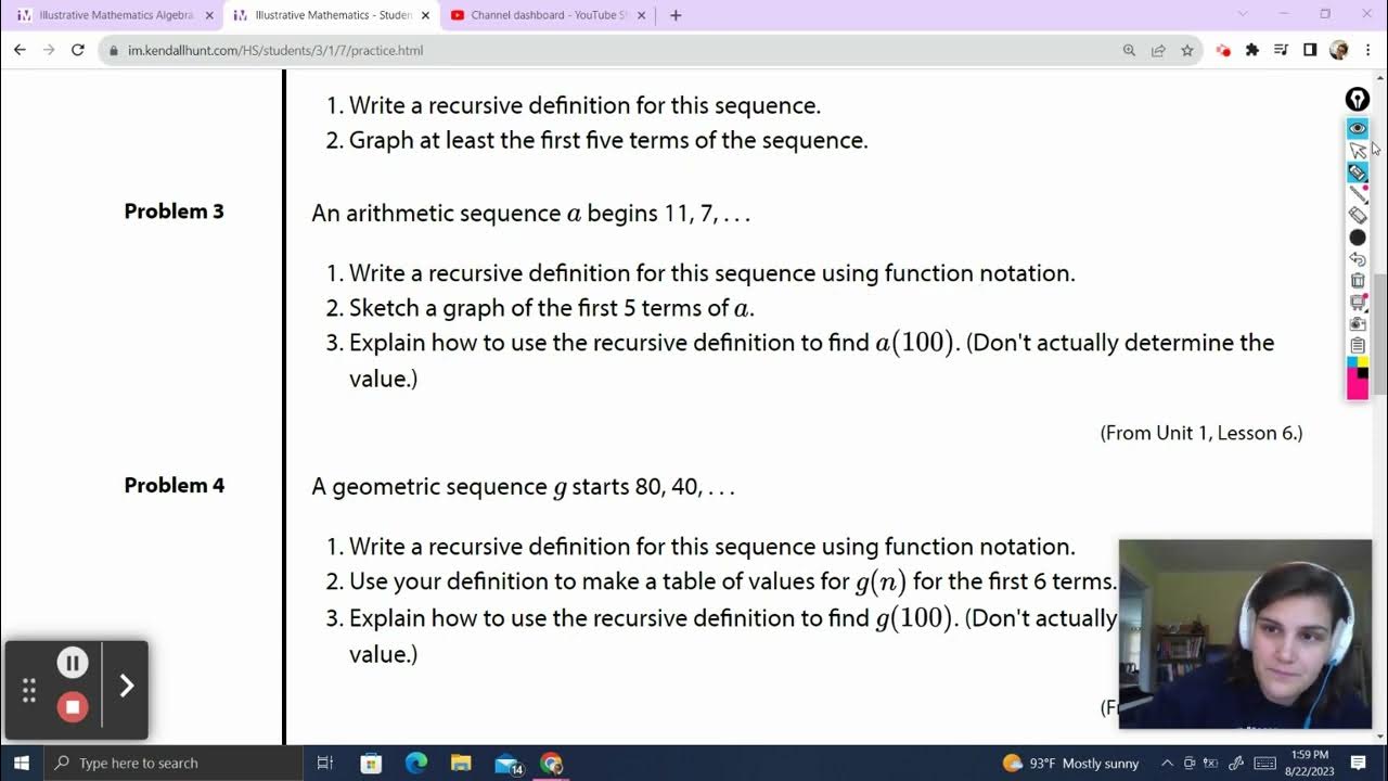 Illustrative Mathematics Algebra 2 Unit 1 Lesson 7 Practice - YouTube