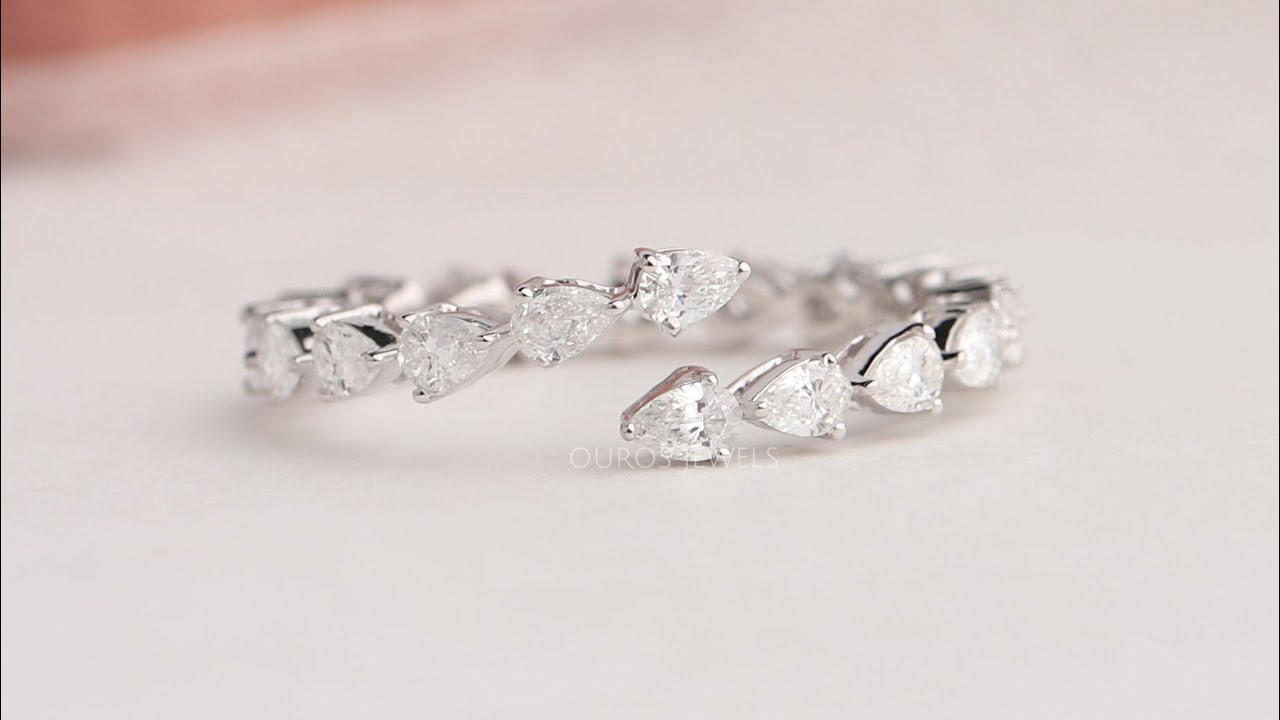Pear Cut Open Cuff Eternity Wedding Band | Pear Cut Open Cuff Ring ...