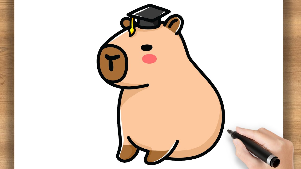 Cómo dibujar capibaras con birrete de graduación | How to Draw ...