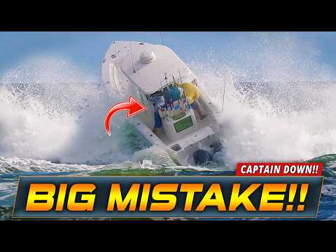 CAPTAIN GOES DOWN AFTER A HUGE WAVE HITS AT HAULOVER INLET !! | HAULOVER BOATS | WAVY BOATS