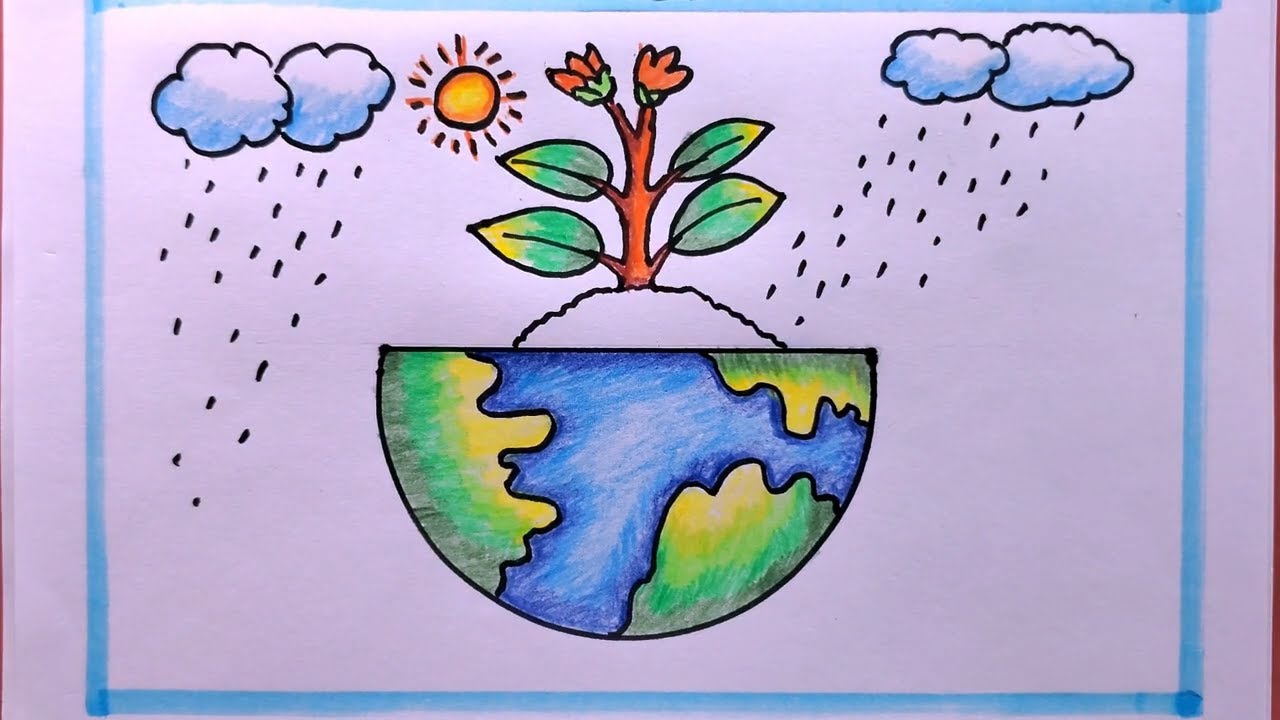 How To Draw World Environment/Save Tree Save Earth Easy - YouTube
