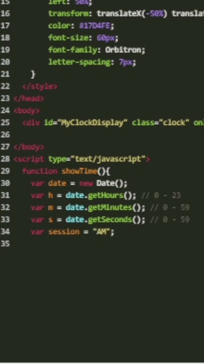 Javascript Digital Clock Coding Reels Programmingchallenge Programminglanguages Code Viral