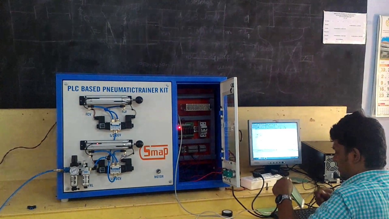 PLC BASED PNEUMATIC TRAINER KIT demo - YouTube