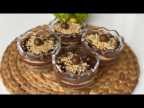5 DAKİKADA HAZIRLADIM SANİYEDE TÜKENDİİ✌🏻EV YAPIMI ÇİKOLATALI PUDİNG İLE BİSKÜVİLİ KUPLAR👌🏻