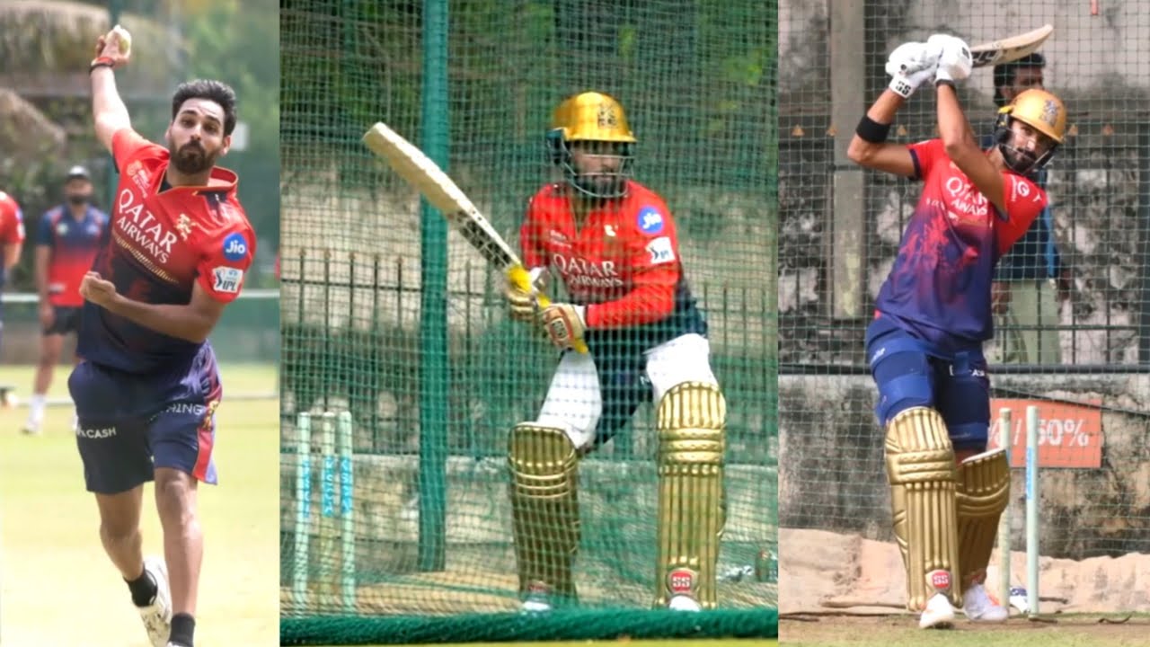Rajat Patidar, Devdutt, Bhuvneshwar Kumar and RCB practice session at Bengaluru ahead of IPL ...
