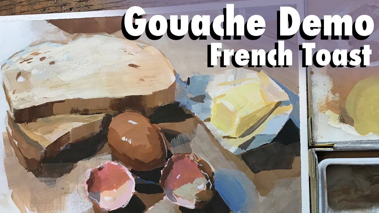 Light Effects on Surfaces: French Toast Gouache Painting Demo - YouTube