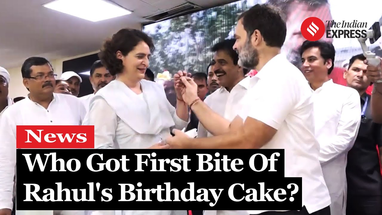 Rahul Gandhi Cuts His Birthday Cake, The First Bite Of Cake Goes To ...