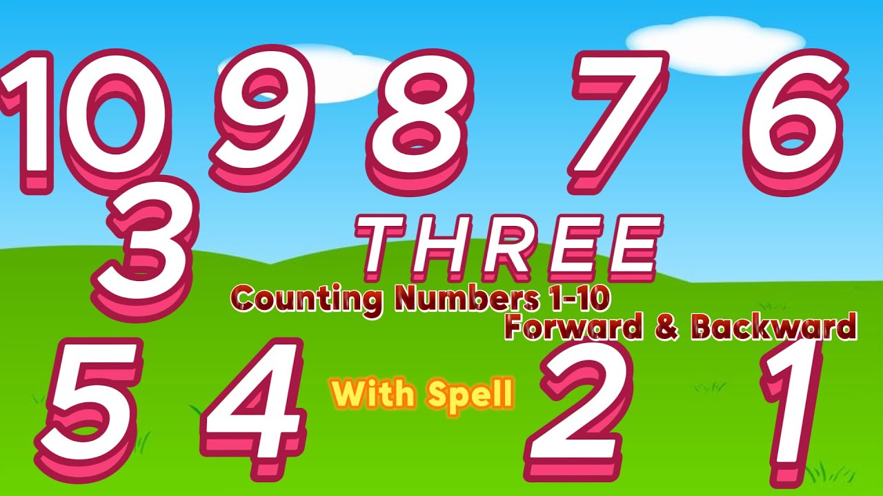 Counting 1 to 10 || Backward Counting 10 to 1 || Spellings Number 1-10 ...