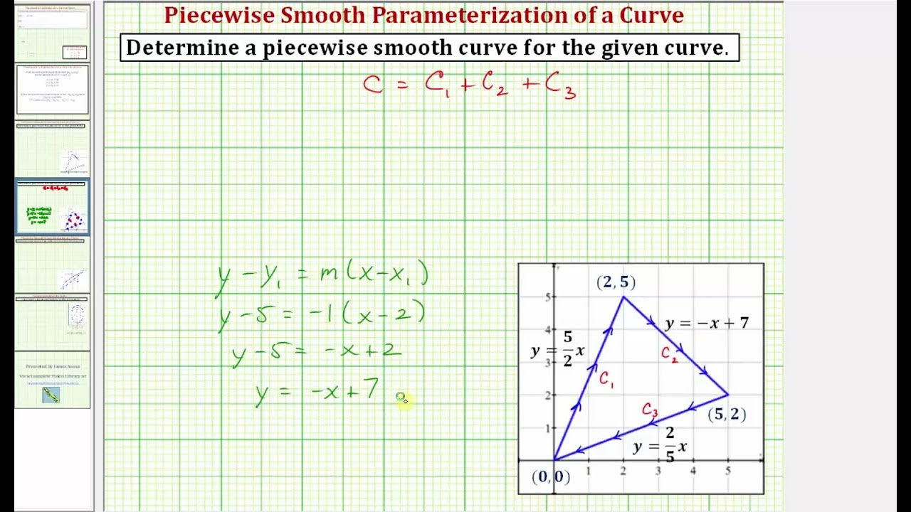 724 Ex 1B Determine a piecewise smooth parameterization for a curve triangle - YouTube
