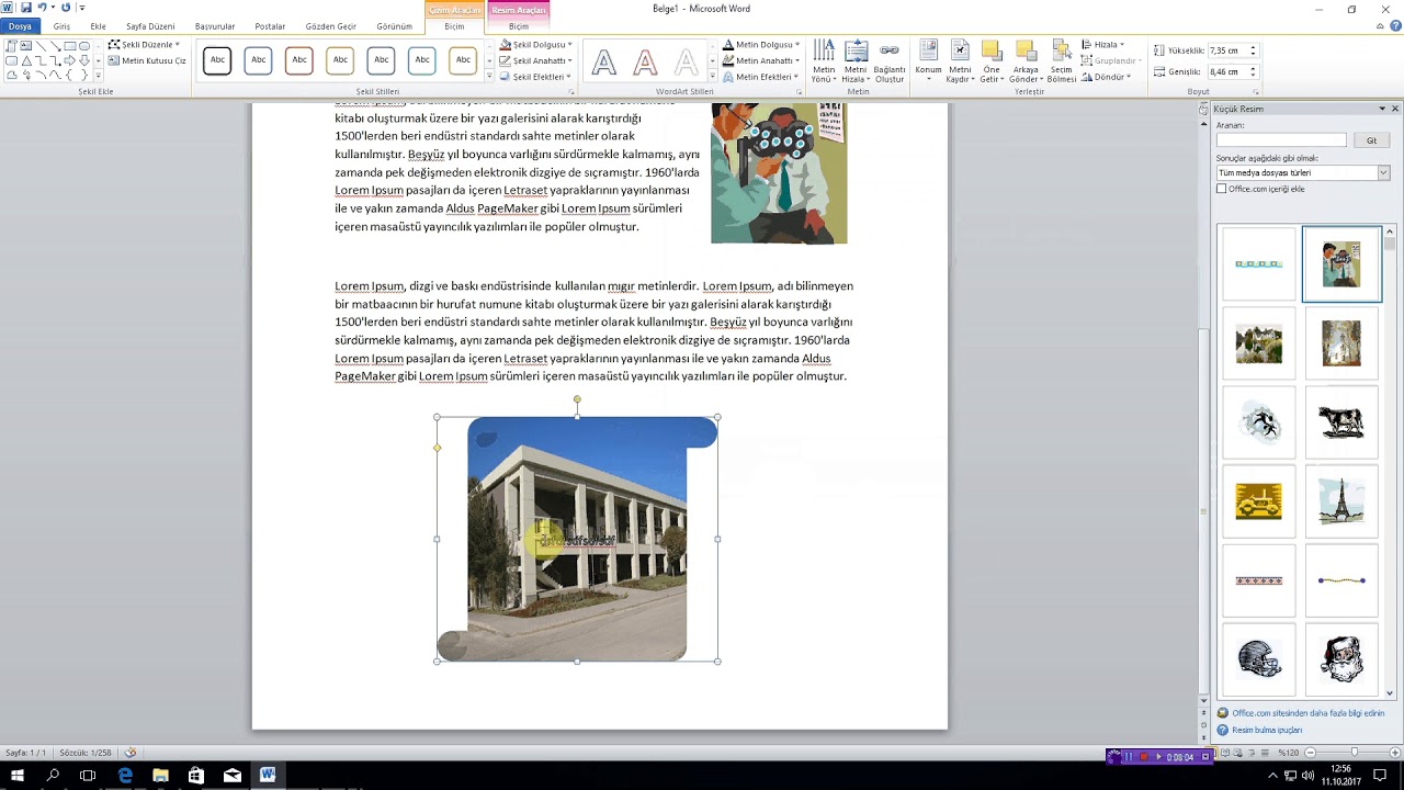 Microsoft Word Ekle sekmesi Çizimler grubu - YouTube