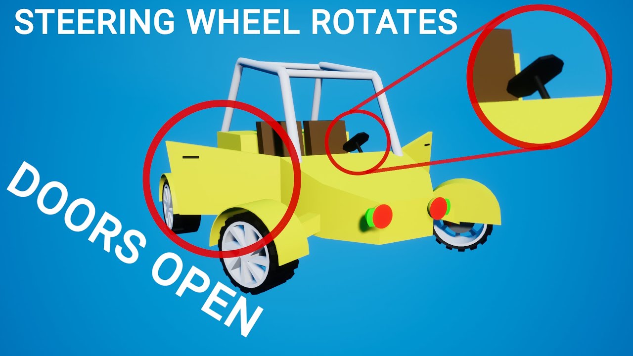 Make open/close doors and animated steering wheel | [Part 8] Low poly ...