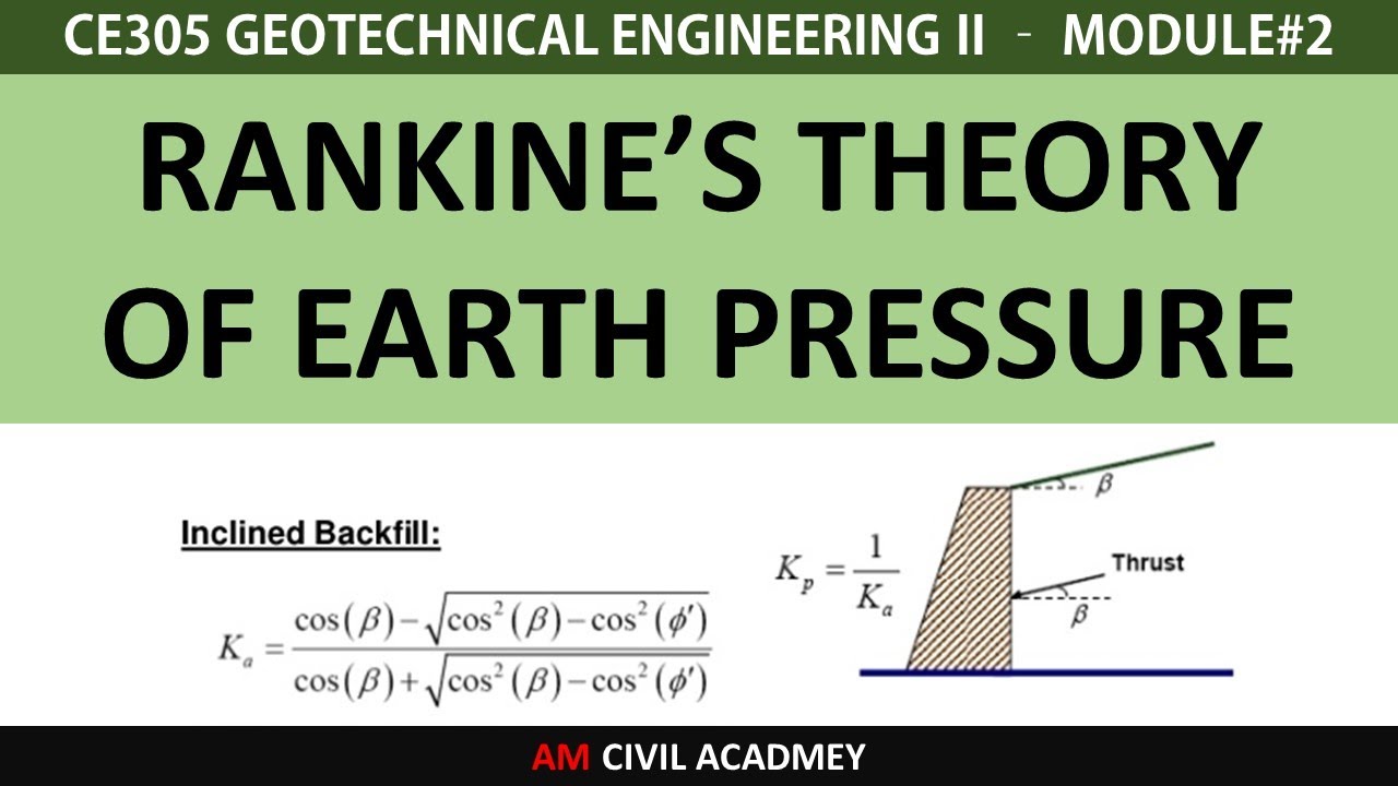 GE-II Module2 [PART02] - Rankine's Theory for Earth Pressure - YouTube