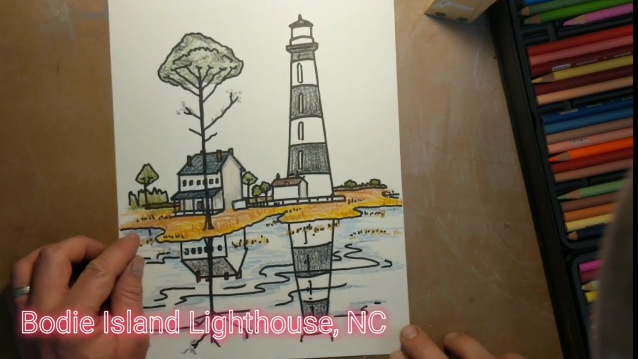 How to Draw Bodie Island Lighthouse - YouTube