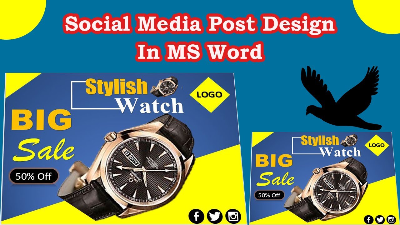 Social media Brand advertising post design in MS Word || How to create ...