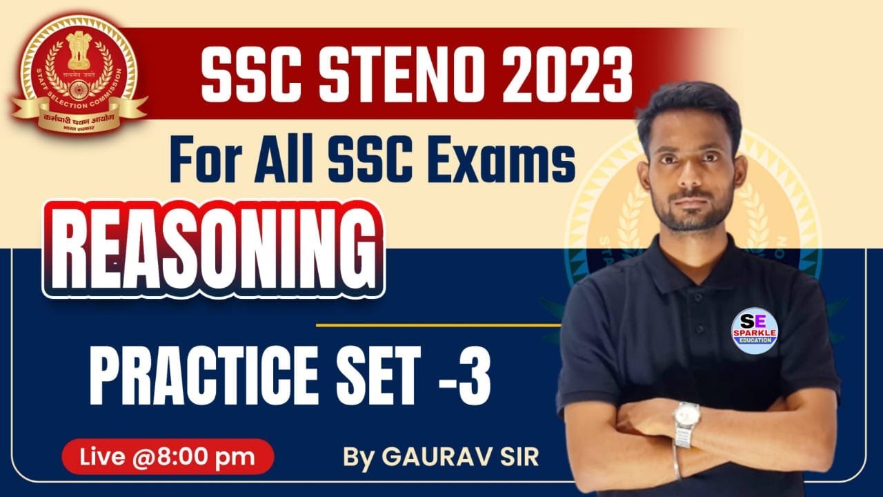 🔴Live Class || reasoning practice set-3 || ssc stenographer 2023 || ssc ...