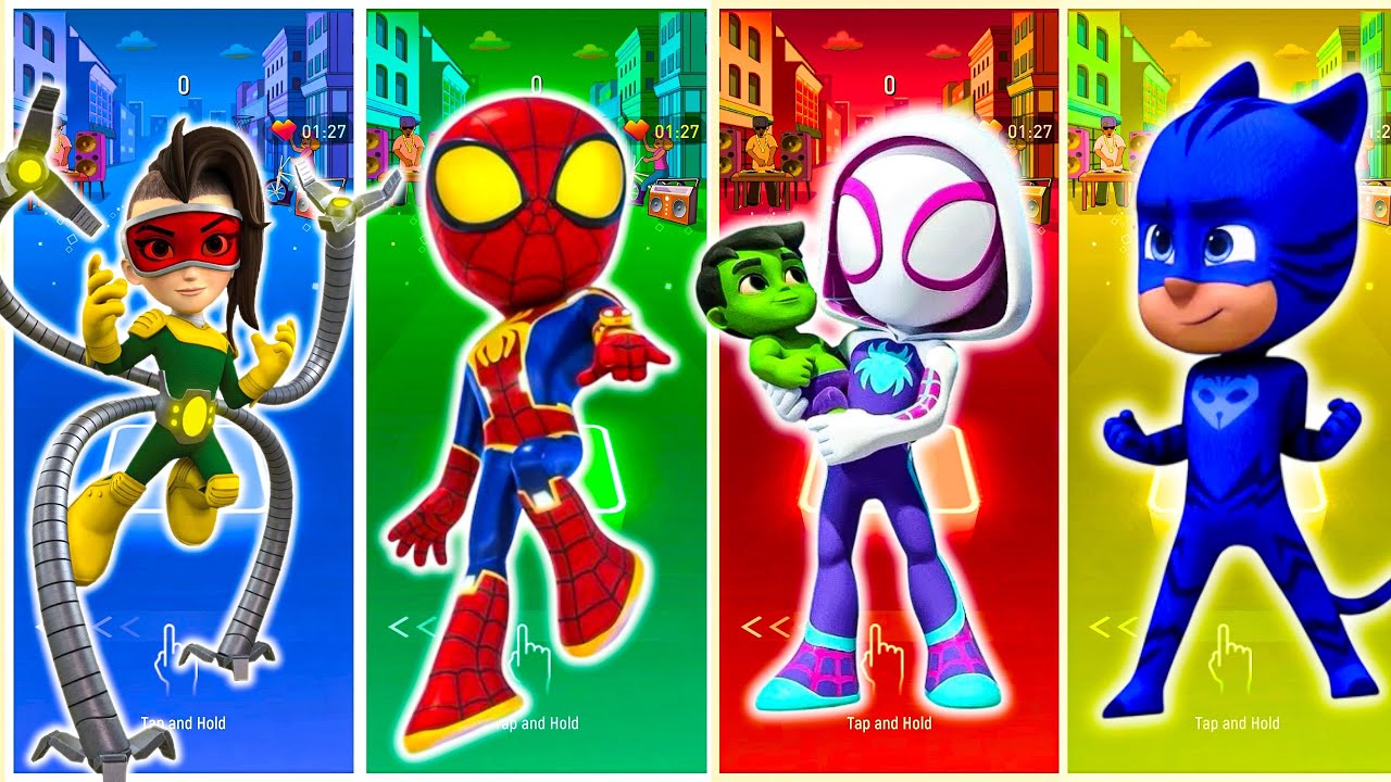 Doey the doughman vs Spidey vs Pj Masks vs Squid Game . 🎵TILES HOP ...