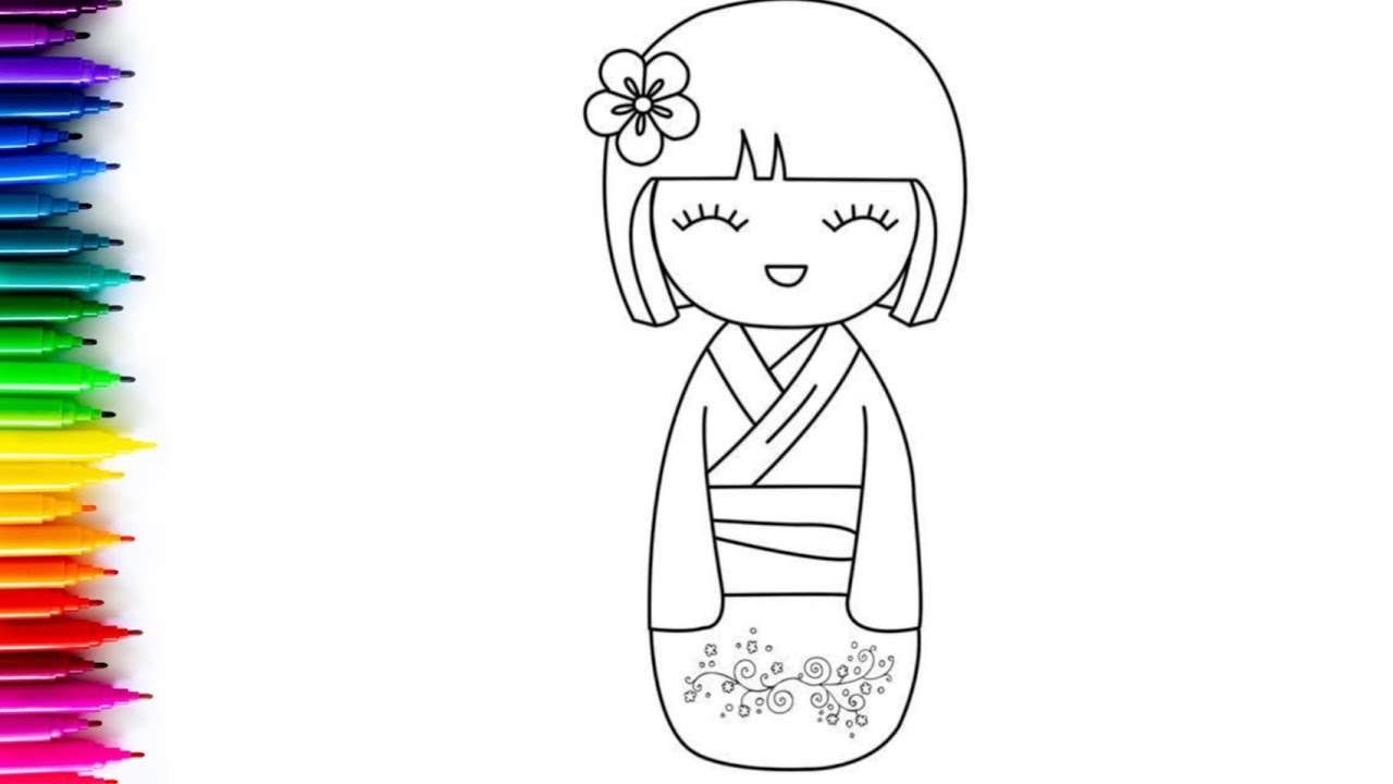 Japan Girl Drawing, Painting & Coloring For Kids and Toddlers_ Child ...