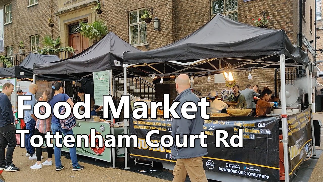 Tottenham Court Rd food market - YouTube