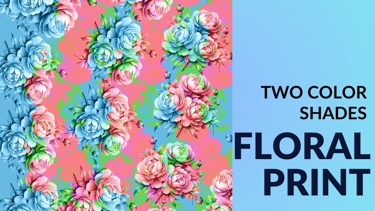 how to two color shades Floral print on photoshop - YouTube