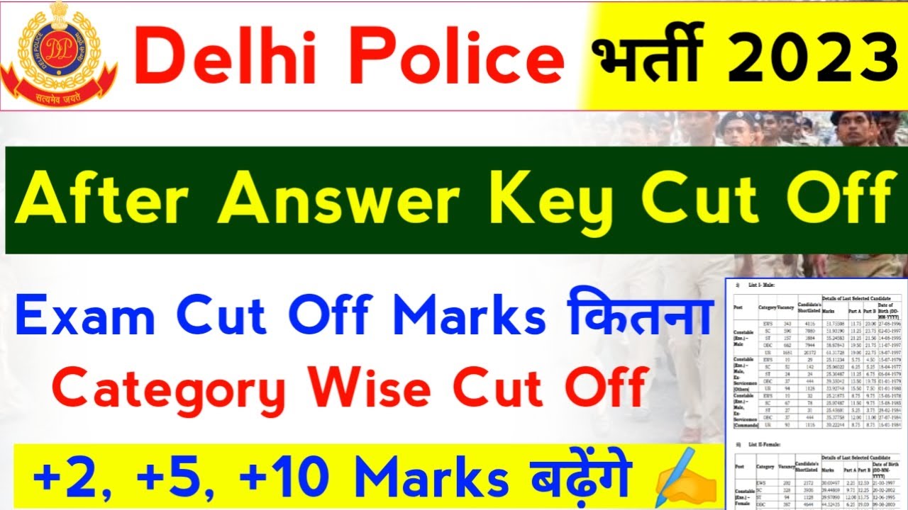 Delhi Police Cut Off 2023 After Answer Key || Delhi Police Constable ...