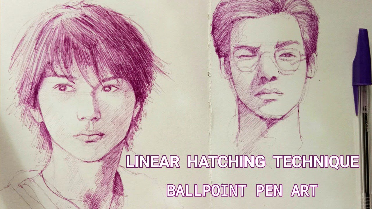 Easy Ballpoint Pen Art | Linear Hatching Technique - YouTube