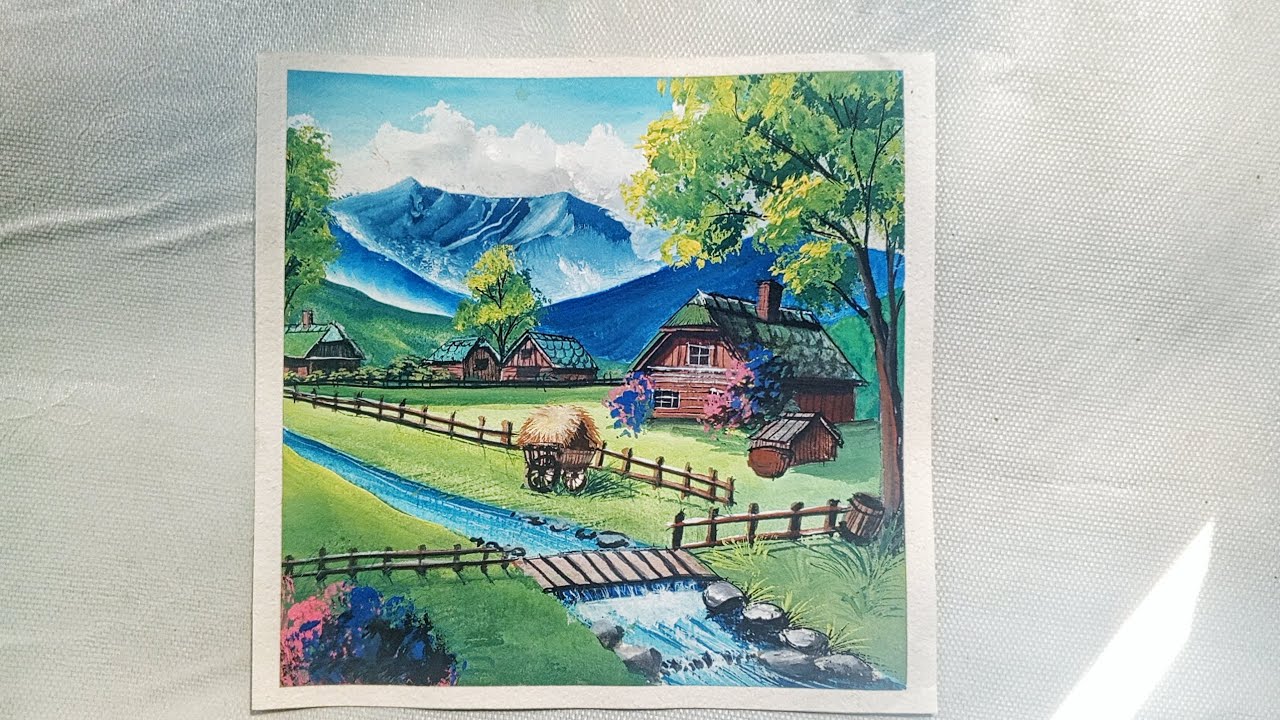 Landscape drawing. Poster colour painting. - YouTube