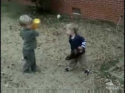 A Baby Brother Gets Hit By a Toy Bat - YouTube