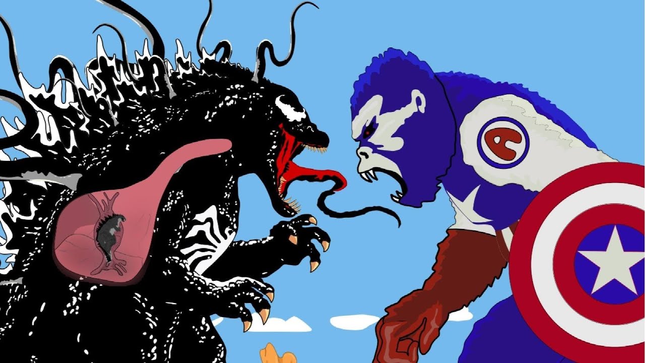 Venom Godzilla vs Captain Kong - Great War - Monster Arena - YouTube