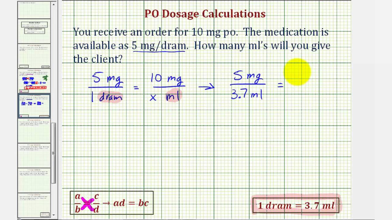 Ex 2: SQ Dosage Calculation - One Step - YouTube