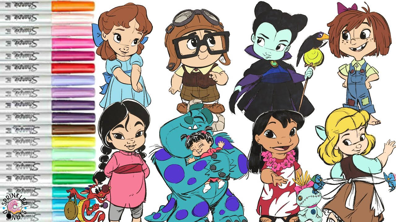 Disney Pixar Coloring Book Compilation Cinderella Wendy Darling Carl ...