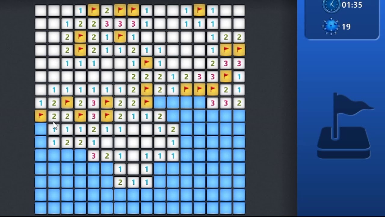 Microsoft Minesweeper 16 X 16 (Intermediate) - YouTube