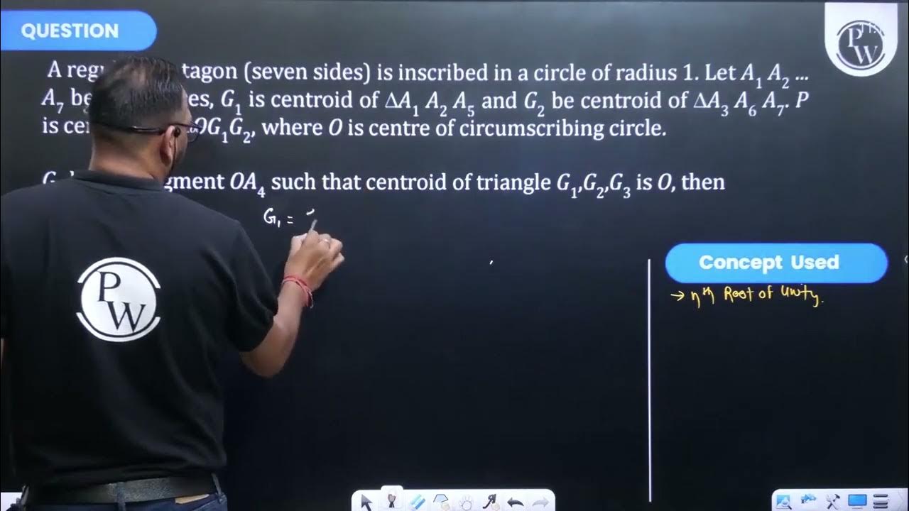 A regular heptagon (seven sides) is inscribed in a circle of radius 1 ...
