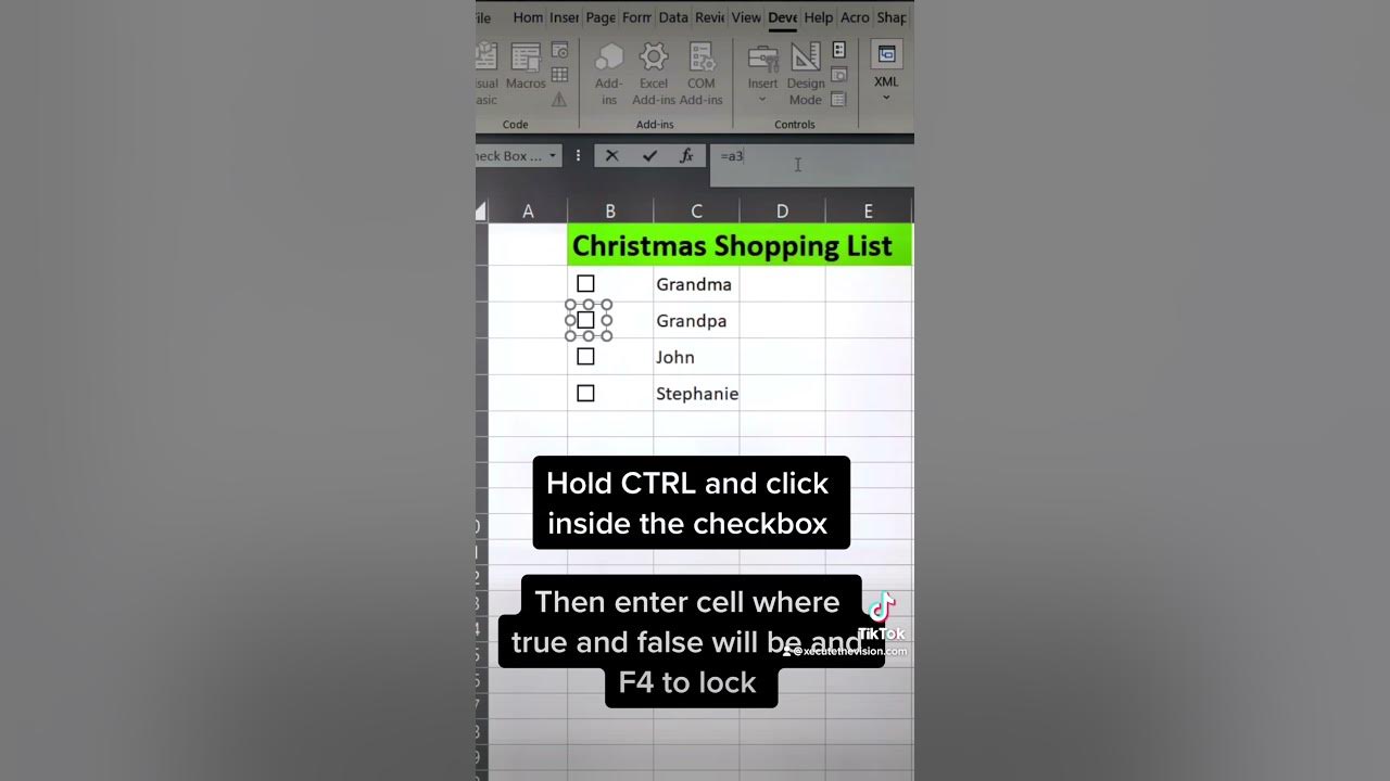 Excel tip how to make a checklist - YouTube