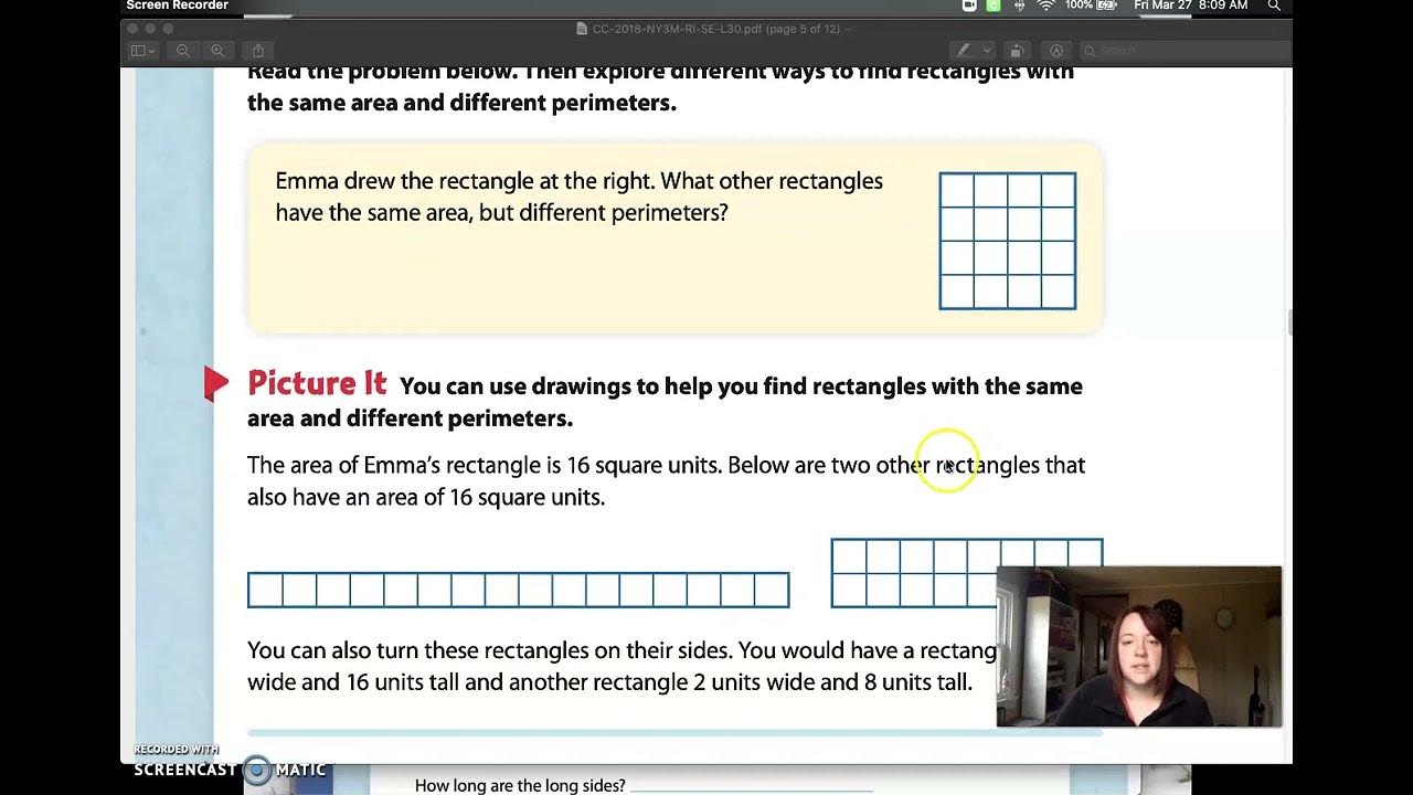 4th Grade EngageNY Math - Unit 4 Lesson 4 Connect Area and Perimeter ...