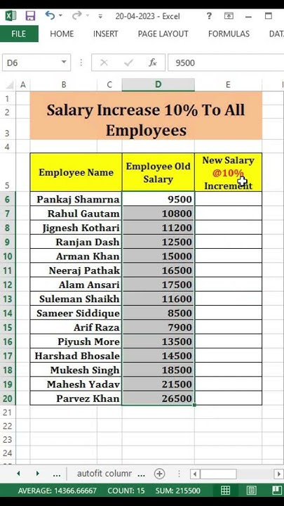 #shorts|Salary Increment |YouTube Shorts| ytshorts |viral |Excel tips| Excel| |JKTUTORIALS - YouTube