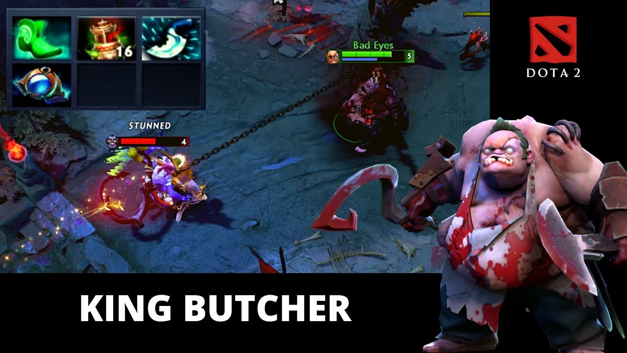 Bad Eyes PUDGE - Dota 2 Gameplay | KING BUTCHER [Watch & Learn] - YouTube