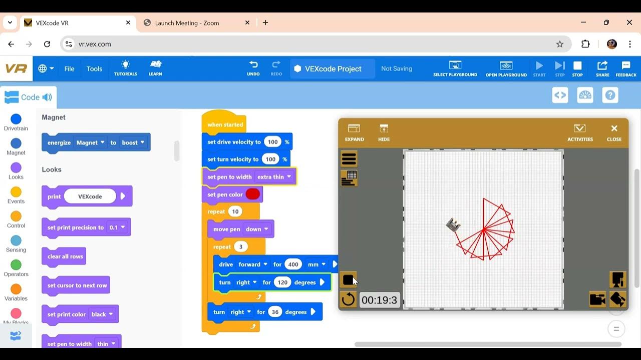 Vexcode VR: Repeated Triangle Patterns - YouTube