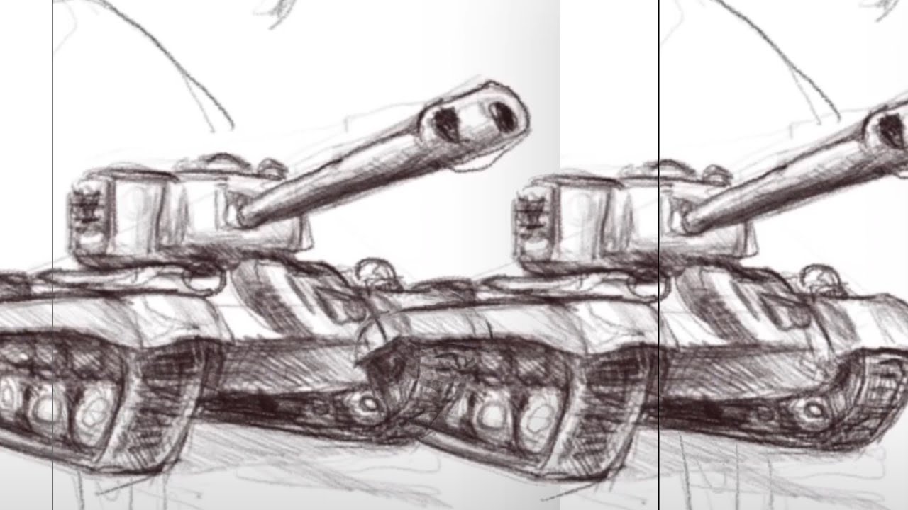 How To Draw A Tank How To Sketch A Tank on Procreate App - YouTube