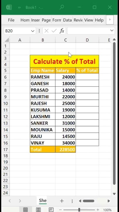 Calculate % of Total in Microsoft Excel #learnmsoffice #exceltips - YouTube