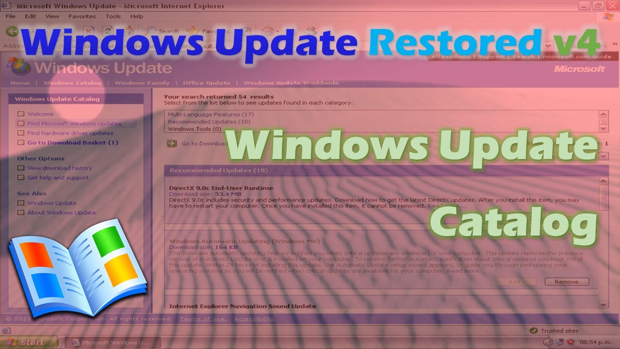 Windows Update Restored v4 Catalog on Windows 98 - YouTube