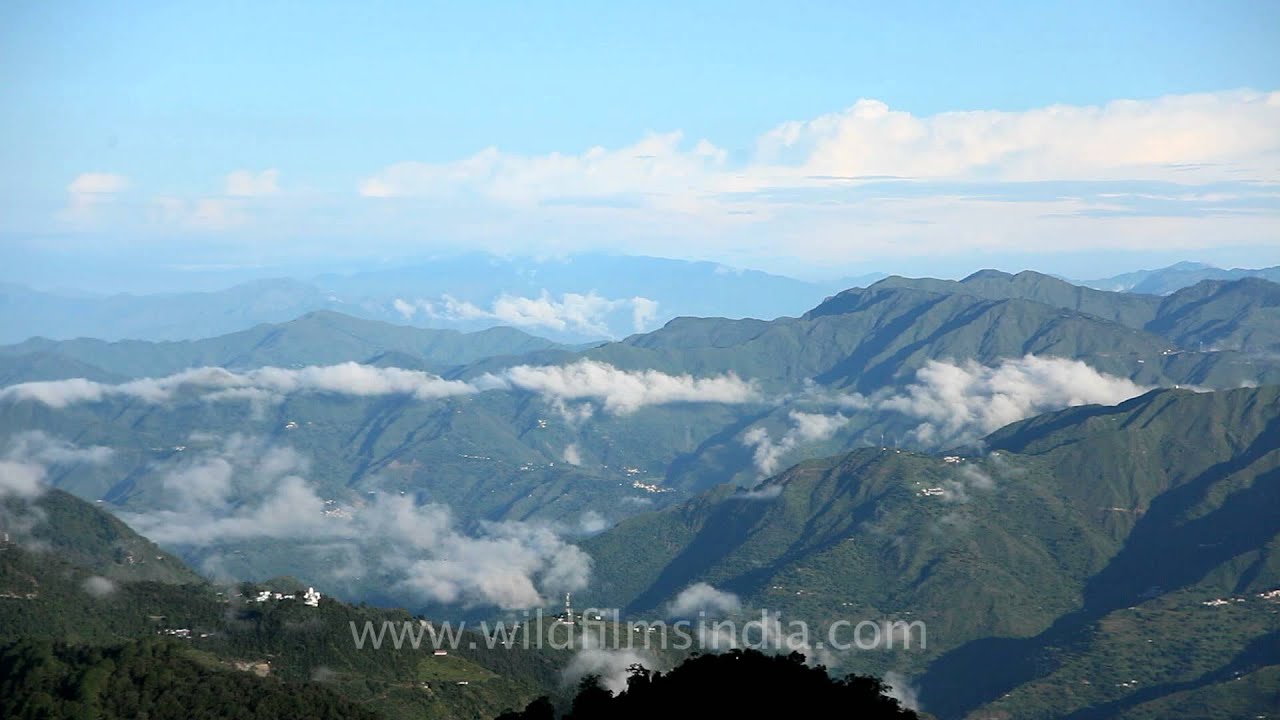 Cloud covered and misty view of the hills of Landour and Mussoorie ...