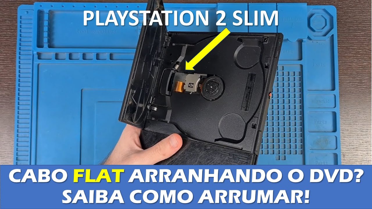 CABO FLAT DO LEITOR ARRANHANDO O DISCO PS2 SLIM - SAIBA COMO ARRUMAR ...