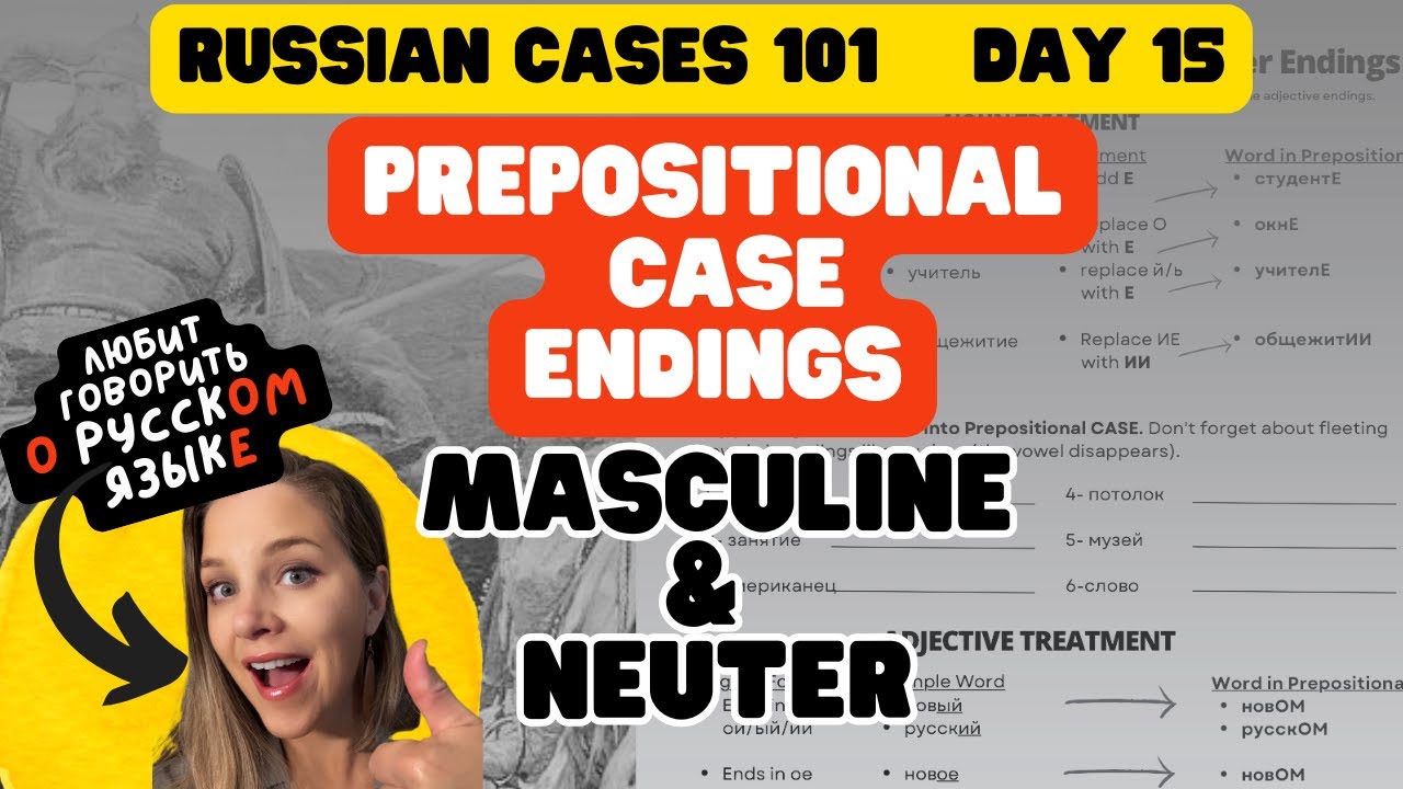 Day 15: Learn and Drill Prepositional Case Endings. Masculine and ...