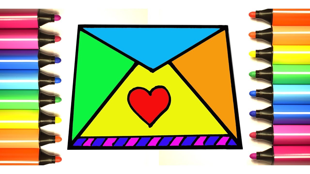 How to Draw Envelope with Cute Heart | Drawing and Coloring for Kids ...