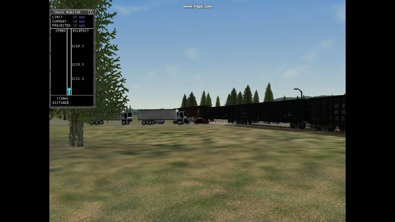 MSTS-BNSF Manifest Crossing at Kalispell.wmv - YouTube