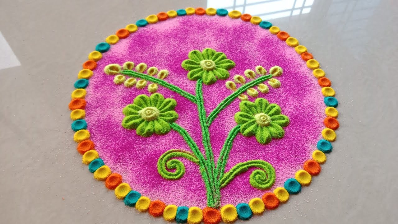 Small Rangoli ️|Round Rangoli designs|Simple rangoli|Festival special ...